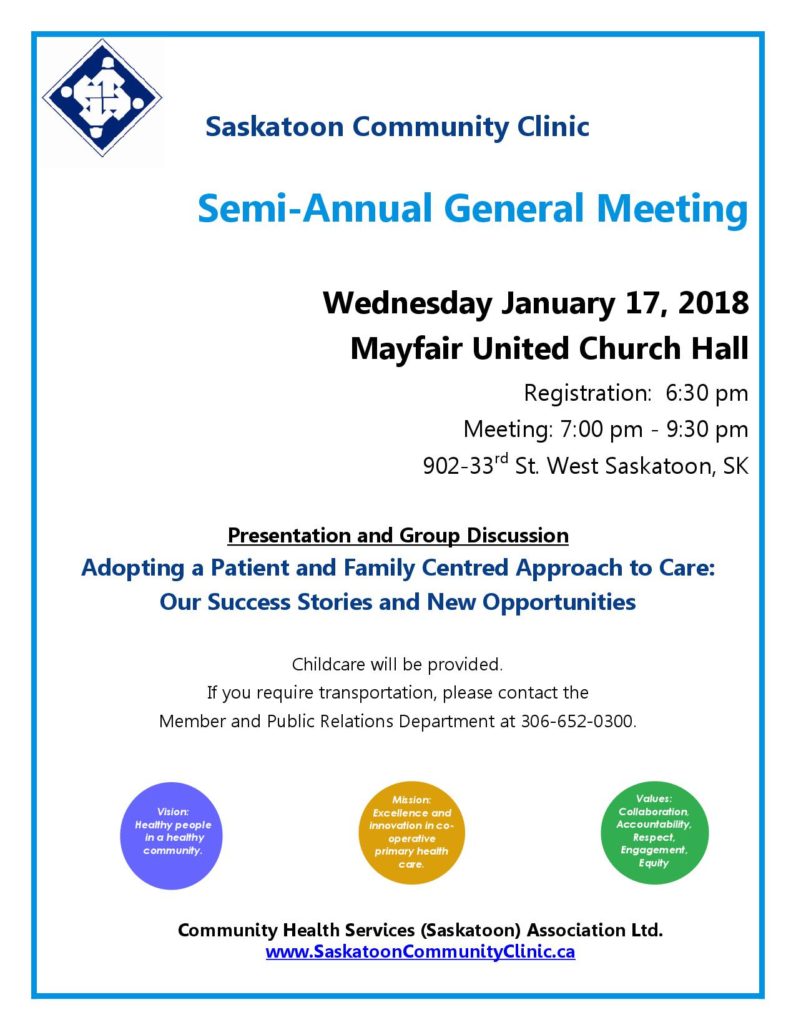 2018 Semi Annual Meeting Poster – Saskatoon Community Clinic