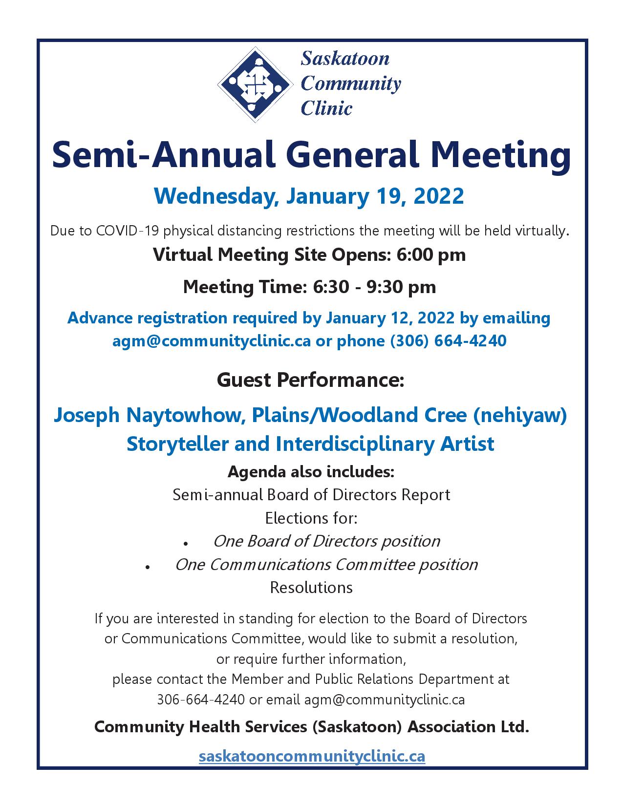 Semi-Annual General Meeting Package – Saskatoon Community Clinic